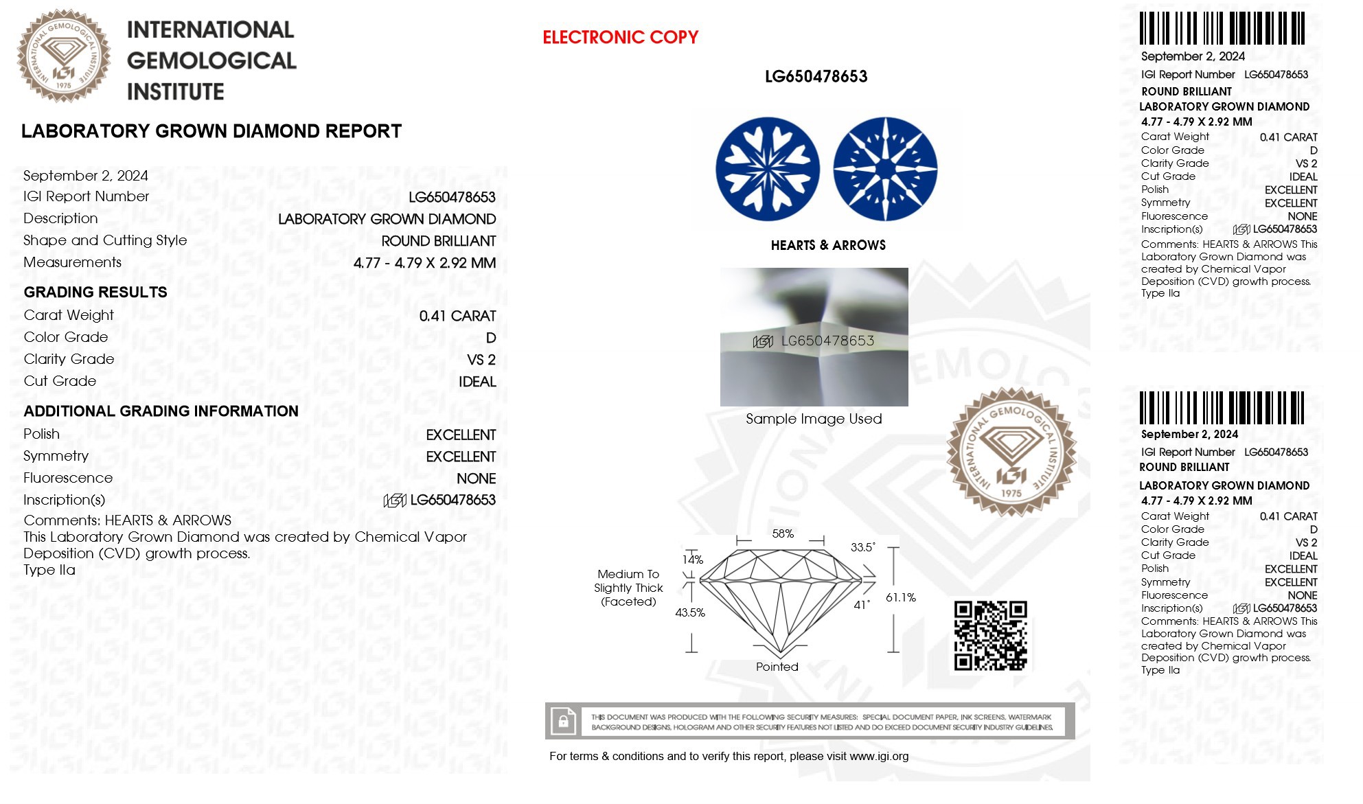 Bid4Assets.com > Auction Detail > (1196342) .41ct Loose HEARTS & ARROWS ...