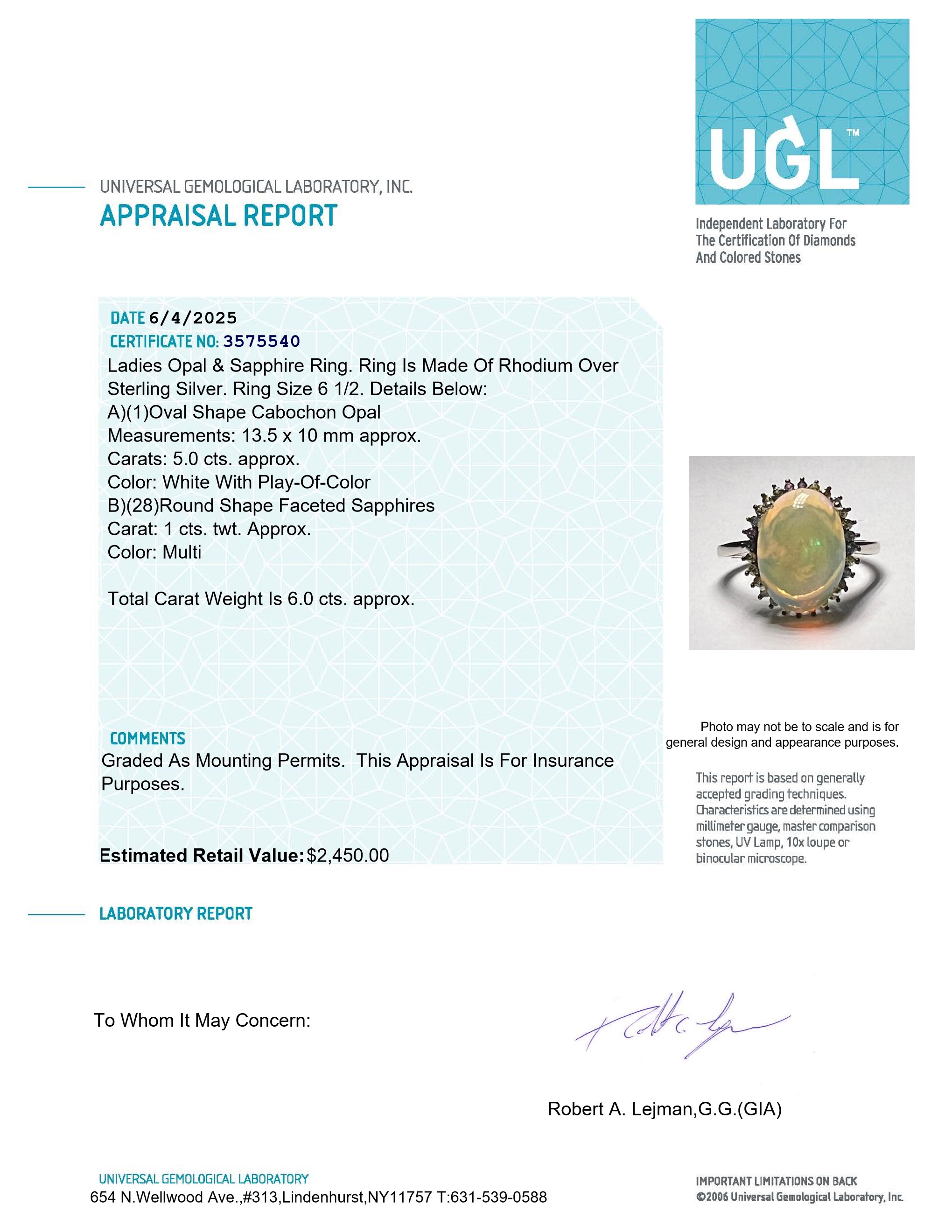 Bid4Assets.com > Auction Detail > (1208479) New $2,450 6.00 Carats Opal ...