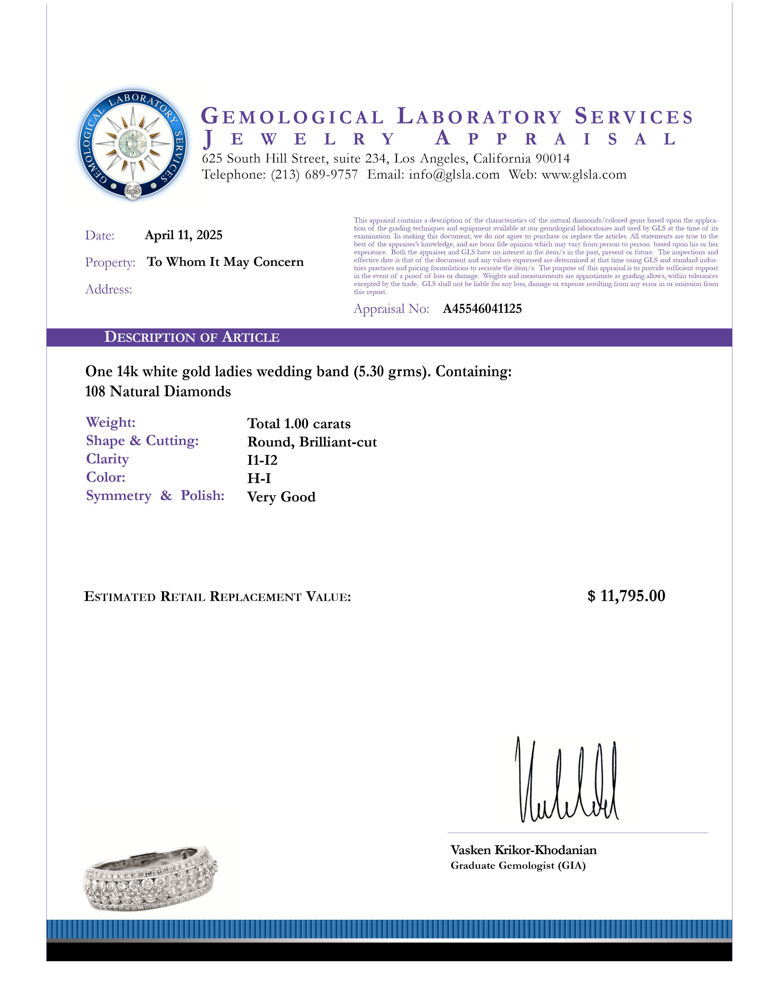 Bid4Assets.com > Auction Detail > (1204592) $11,795 Value! 1.32 Cts GLS ...